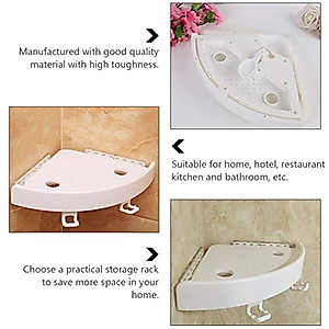 Cabilock Wall Mounted Shelves Corner Shower Caddy Bathroom Shelf Adhesive Plastic Bathroom Storage Organizer Kitchen Racks Shower Shelf Toilet Shampoo Dorm Corner Shelf