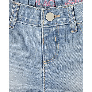 The Children's Place Baby Toddler Girls Denim Shortie Shorts, Peyton Wash, 12-18 Months