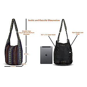 Your Cozy Sling Purse Hippie Bags For Women Crossbody Bag Thai Top Handmade Shoulder Bag with Adjustable Strap Black