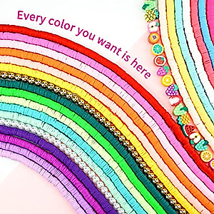 12000 Pcs Clay Beads for Bracelet Making, Paodey 48 Colors 3 Boxes Polymer Clay Beads Spacer Beads Kit, Jewelry Making Kit with Preppy Heishi Beads and Elastic Strings, Crafts Gift for Girls Ages 6-12