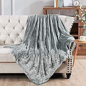 Home Soft Things Grey Plain Faux Fur Throw Blanket, String Grey - 50'' x 60'' Shiny Silky Smooth Soft Heavy Bed Couch Cover Warm Comfortable Cozy Elegant Plush Throw for Living Room Bedroom