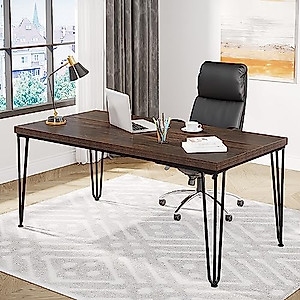 Tribesigns 62.9 Inch Rustic Computer Desk, Large Office Executive Desk with Metal Legs, Simple Writing Study Desk Workstation Conference Table Business Furniture for Home Office