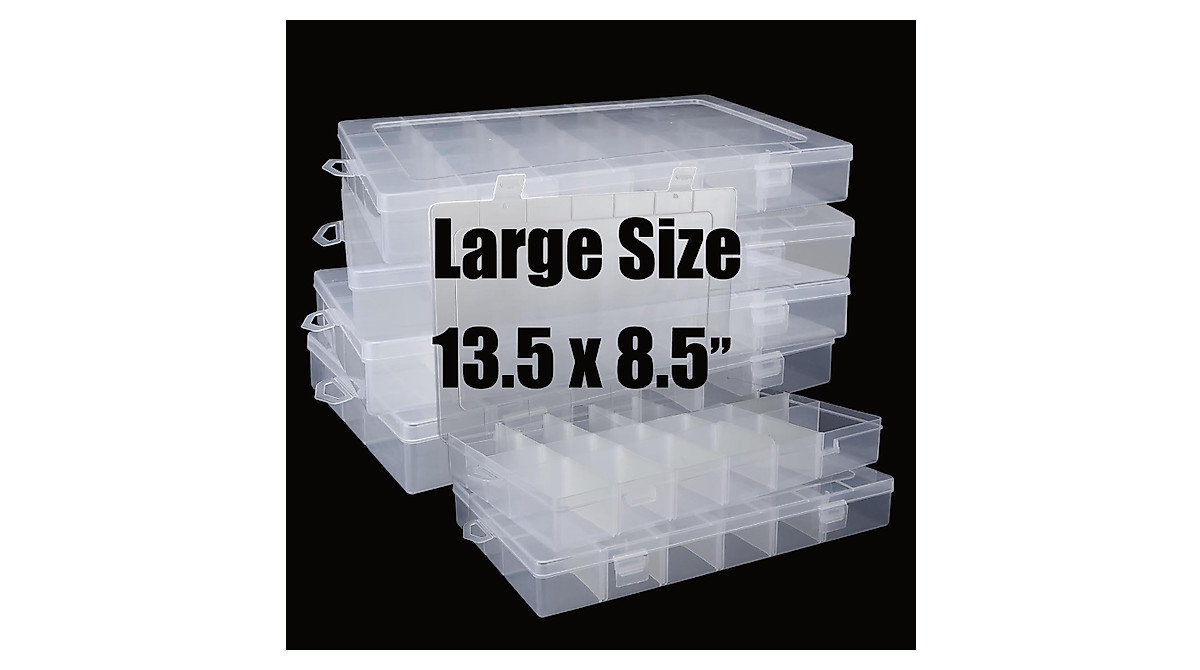 24 Compartment Plastic Organizer Box - 4 Pack Set