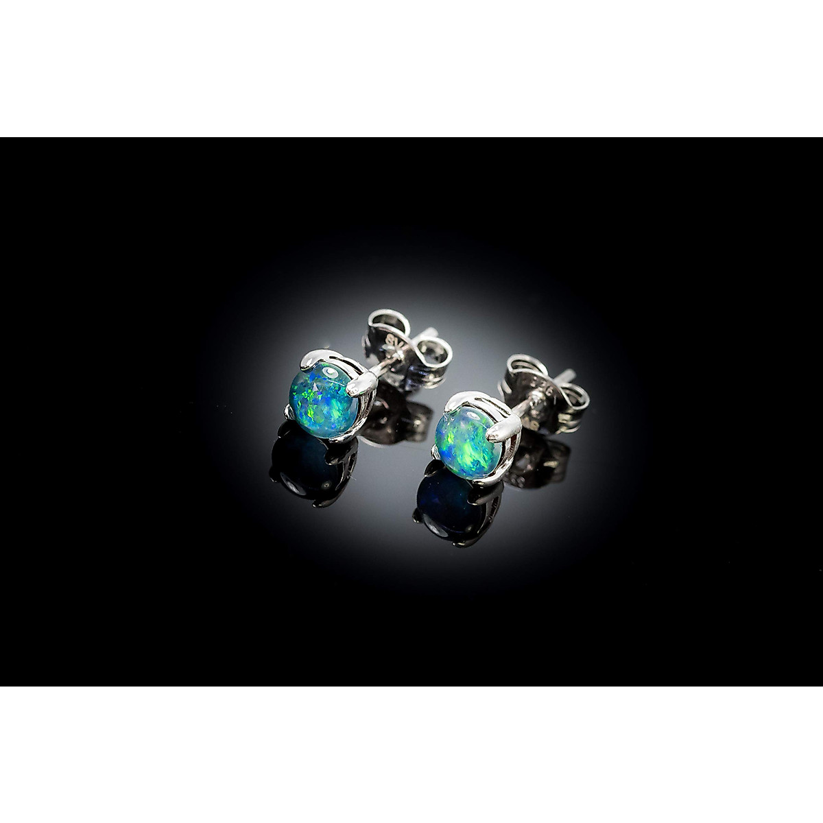 Australian Triplet Opal Earrings - Dainty Australian Opal Triplet Earrings in White or Yellow Gold Plated on Sterling Silver Women's Jewelry