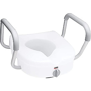 Carex E-Z Lock Raised Toilet Seat With Handles, 5" Toilet Seat Riser with Arms, Fits Most Toilets, Handicap Toilet Seat