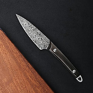 WILDMOK Fruit Knife 3.3 Inch Laser Pattern Kitchen Knife Stainless Steel Fruit and Vegetable Cutting Carving Knives with Leather Case (3.3 Inch Paring knife)