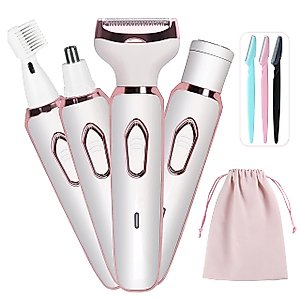 FERRISA Electric Razor for Women Electric Shaver, Trimmer for Women 4 in 1 Hair Trimmer, for Nose Hair Eyebrow Bikini Beard Trimmer, Cordless Portable Rechargeable Body Razor Wet & Dry