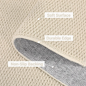 CAROMIO 9x12 Area Rug Large Machine Washable Rug Modern Solid Textured Area Rug Stain Resistant Non-Slip Accent Rug Contemporary Woven Floor Cover Farmhouse Carpet for Living Room Decor, Cream