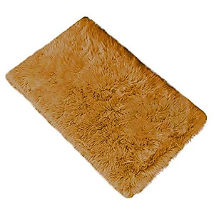 Scceatti Fuzzy Rugs for Living Room 3x2Feet Washable Classroom Rug Rugs Big Luxury Dorm Rug Wool Imitation Sheepskin Rugs Faux Non Slip Bedroom Shaggy Carpet Mats for Living Room Bedroom,Gold