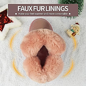 Apawwa Girls and Boys Boots Fur Lined Slip-On Warm Girls Snow Boots Waterproof Kids Winter Boots Stylish Kids Walking Boots C968 Color Pink Size 26