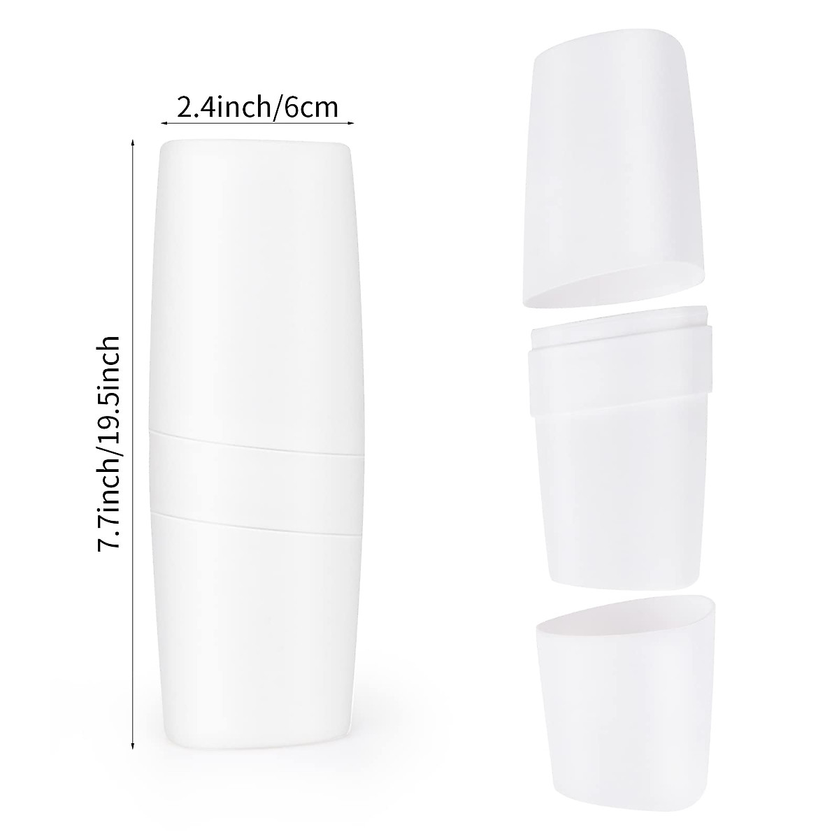 Waenerec 2 Pack Travel Toothbrush Case 3 in 1 Travel Toothbrush Holder Portable Toothbrush Toothpaste Storage Wash Cup Carrier for Travel Orthodontic School Camping Daily Use (White)