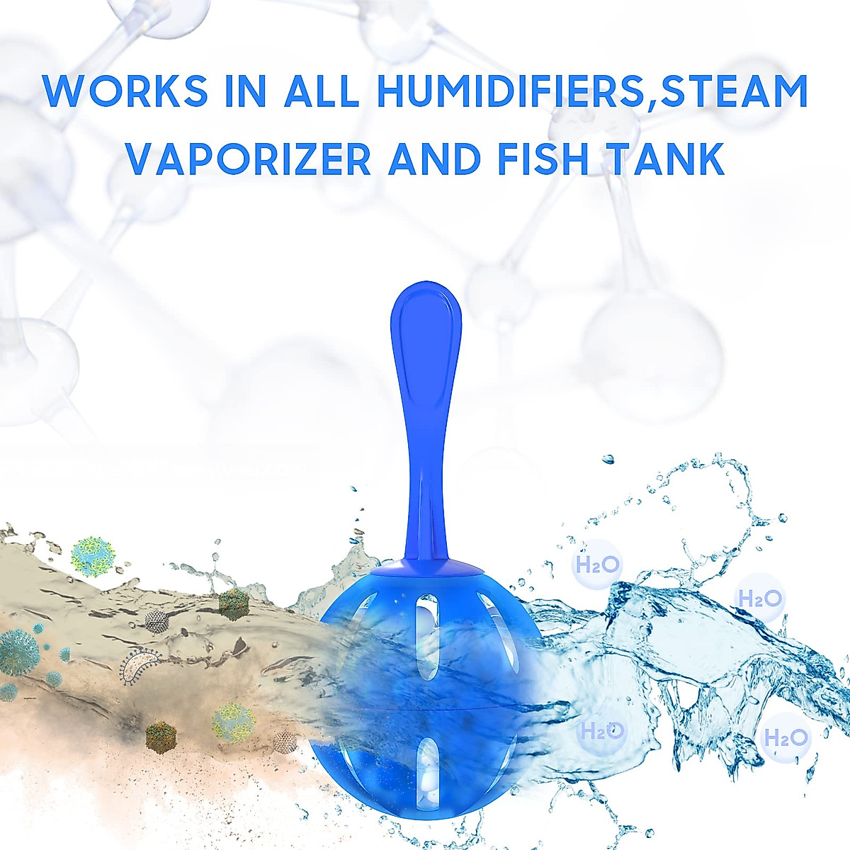 Leemone Humidifier Cleaner 12 Pack, Demineralization Cleaning Ball, Works in All humidifiers and Fish Tanks, Purifies Water, Prevents Hard Water Build-Up, Eliminates White Dust and Odor