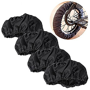 4Pcs Tire Covers for RV Wheel, Oxford Fabric for Child Kid Baby Stroller Jogger Wheels Covers Classic Accessories Black Dust Tire Cover, 4.7-6.3Inch (S)