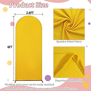 FOTSHARER Wedding Arch Backdrop Cover Chiara 2.6x6FT Gold Arch Cover for Party Events Spandex Fitted Arch Covers Fabric for Photography Round Top Backdrop for Birthday Ceremony Decorations