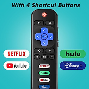 Replacement Roku TV Remote Control Works with All Roku buitl-in LG/TCL/Hisense/Insignia/Philips/Haier/Onn/Element/Sanyo TV, 【Not for Roku Stick and Box】