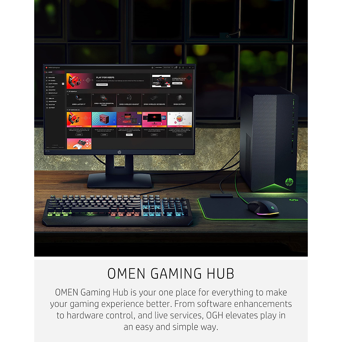 HP Newest Pavilion Gaming Desktop Computer, AMD 6-Core Ryzen 5 5600G Processor AMD Radeon RX5500 4 GB, 16GB RAM, 1TB PCIe NVMe SSD,Mouse and Keyboard, Win 11 Home.w/ELMTech