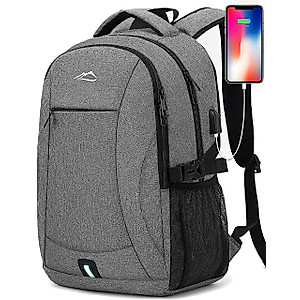 ProEtrade Laptop Backpack, Business Travel Anti Theft Bookbag with USB Charging Port for School College Work Computer Bag Daypack Fit 15.6 Inch Notebook, Gifts for Men Women Teen (Grey)