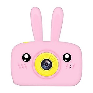 Kids Camera, Rabbit Shape Video LCD Screen Kid Camera, Kids Camera for Girls, USB Data Transfer Kids Digital Camera, Battery Powered Toddler Camera Pink