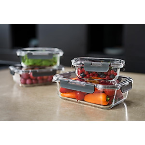 Zyliss Glass Container, Shatterproof Glass, Airtight Food Storage Box with Sealable Lid, Microwave Safe, BPA Free, Freezer Safe, Fridge Storage, Food Container, 6.3in x 4.7in x 2", 12.5oz