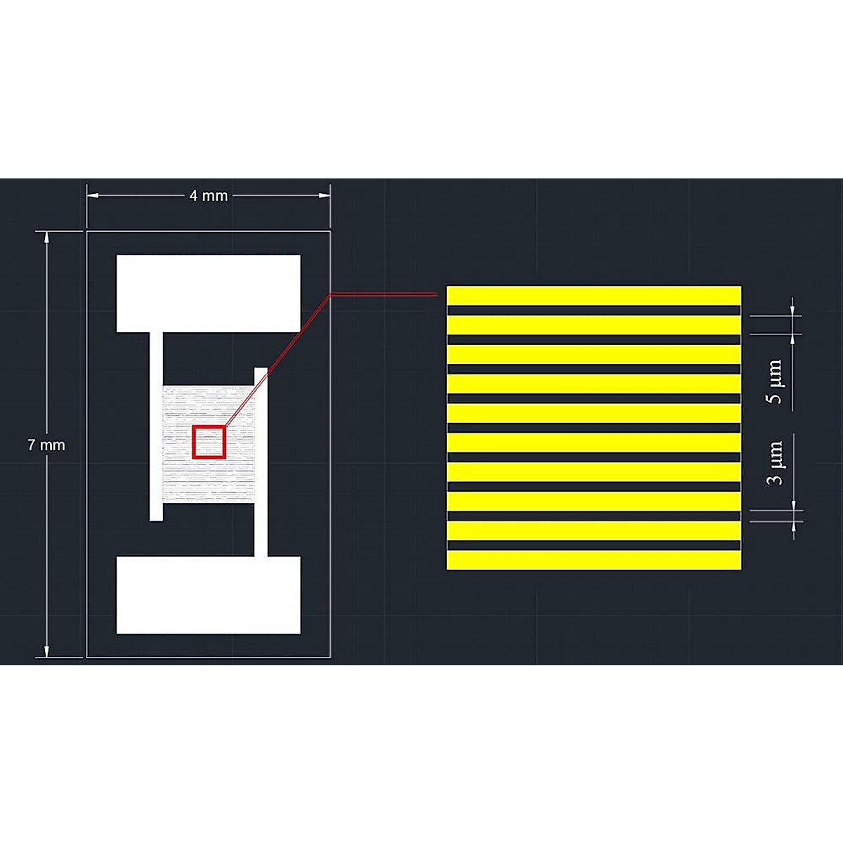 15 Pieces/Pack 3μm Interdigitated Electrodes IDE Silicon Substrate Interdigital Capacitor Arrays High-Accuracy Microelectrode MEMS Biosensor Medical Chemical Sensor Chip