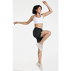 Libin Women's 7" High Waist Athletic Golf Shorts Quick Dry Hiking Shorts Lightweight Summer Active Outdoor Travel Shorts, Black XXL