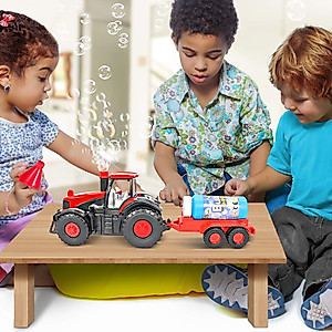 ArtCreativity Bump & Go Bubble Blowing Farm Tractor Toy Truck with Lights & Sounds, and Action for Toddlers - Funnel & Bubble Solution Included - Farm Toy Tractor for Boys Girls Ages 1, 2, 3, 4, 5, +