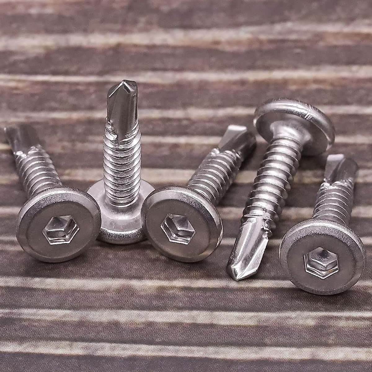 #12 x 3/4" Flat Socket Head Self Tapping Screws Sheet Metal Screws 50 of Pack, 410 Stainless Steel Self Drilling Screws, Bright Finish