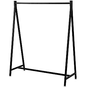 MyGift 47 Inch Modern Black Heavy Duty Metal Wardrobe Clothing Rack - Freestanding Garment Hanger for Bedroom Closet Clothes or Retail Display Stand