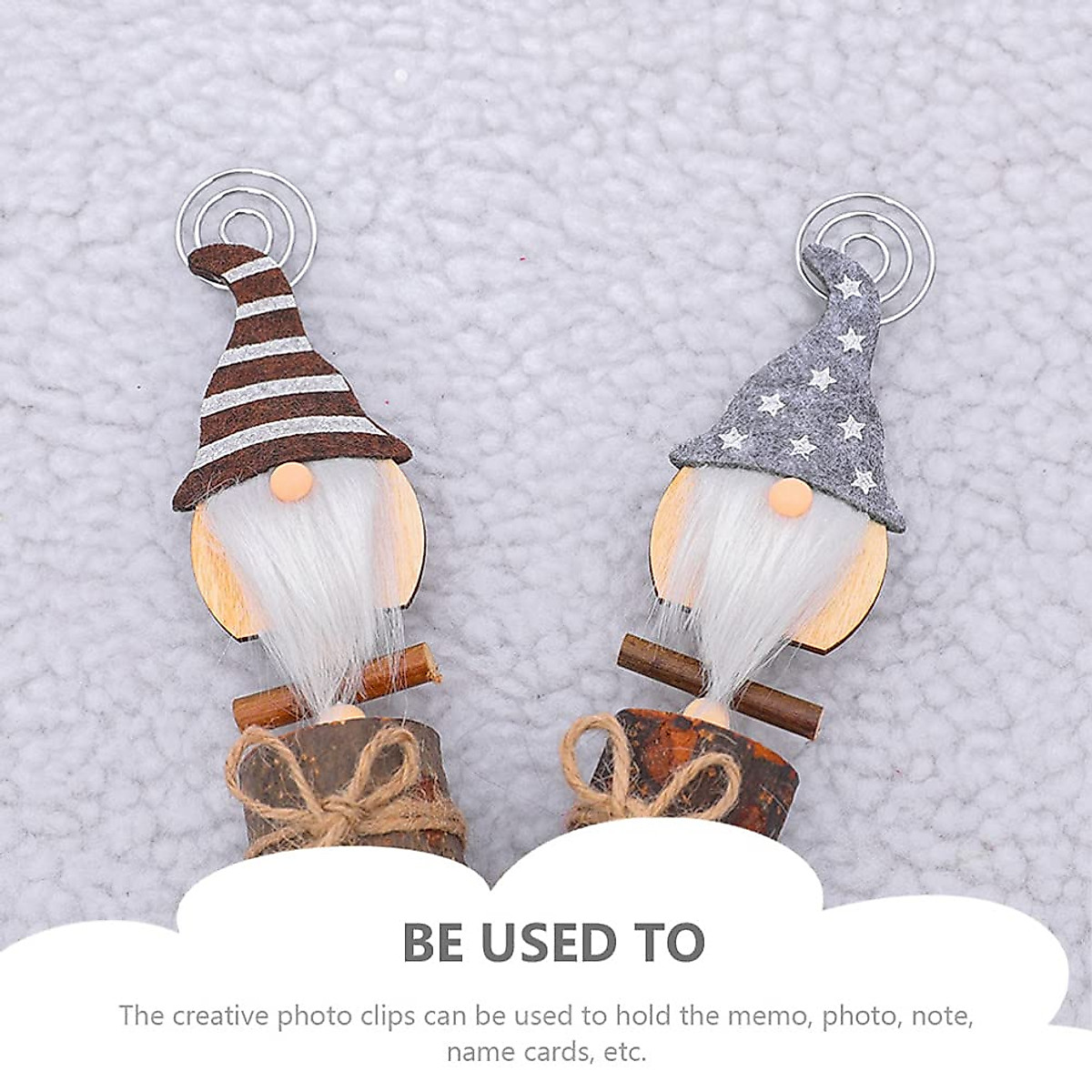 FOMIYES Christmas Decor 6pcs Christmas Gnomes Photo Holders, Christmas Table Number Place Holders, Wooden Base Name Cards Stands, Notepads Stand for Christmas Party Favors Wood Decor