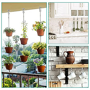 Cionyce 6 PCS Stainless Steel Screws Mount Ceiling Hooks, Brushed Nickel Towel Hook Heavy Duty Robe Clothes Hook, Under-Shelf Coat Hook Hanger for Bathroom Kitchen Cabinet