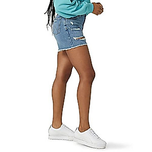 Wrangler Women's 4" Fray Jean Short, Sky Light, 12