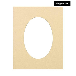 8x10 Mat Bevel Cut for 5x6 Photos - Precut Tan Oval Shaped Photo Mat Board Opening - Acid Free Matte to Protect Your Pictures - Bevel Cut for Family Photos, Pack of 1 Matboard Show Kit With Acid Free