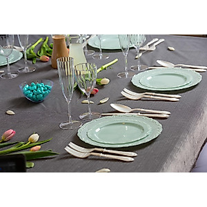 Posh Setting Disposable Plastic Plates Set, Vintage Party Plates, Light Green/Sage 60 Pack (30 Guest) 30 x 10.25 Dinner & 30 x 7.25 Salad/Dessert Plate