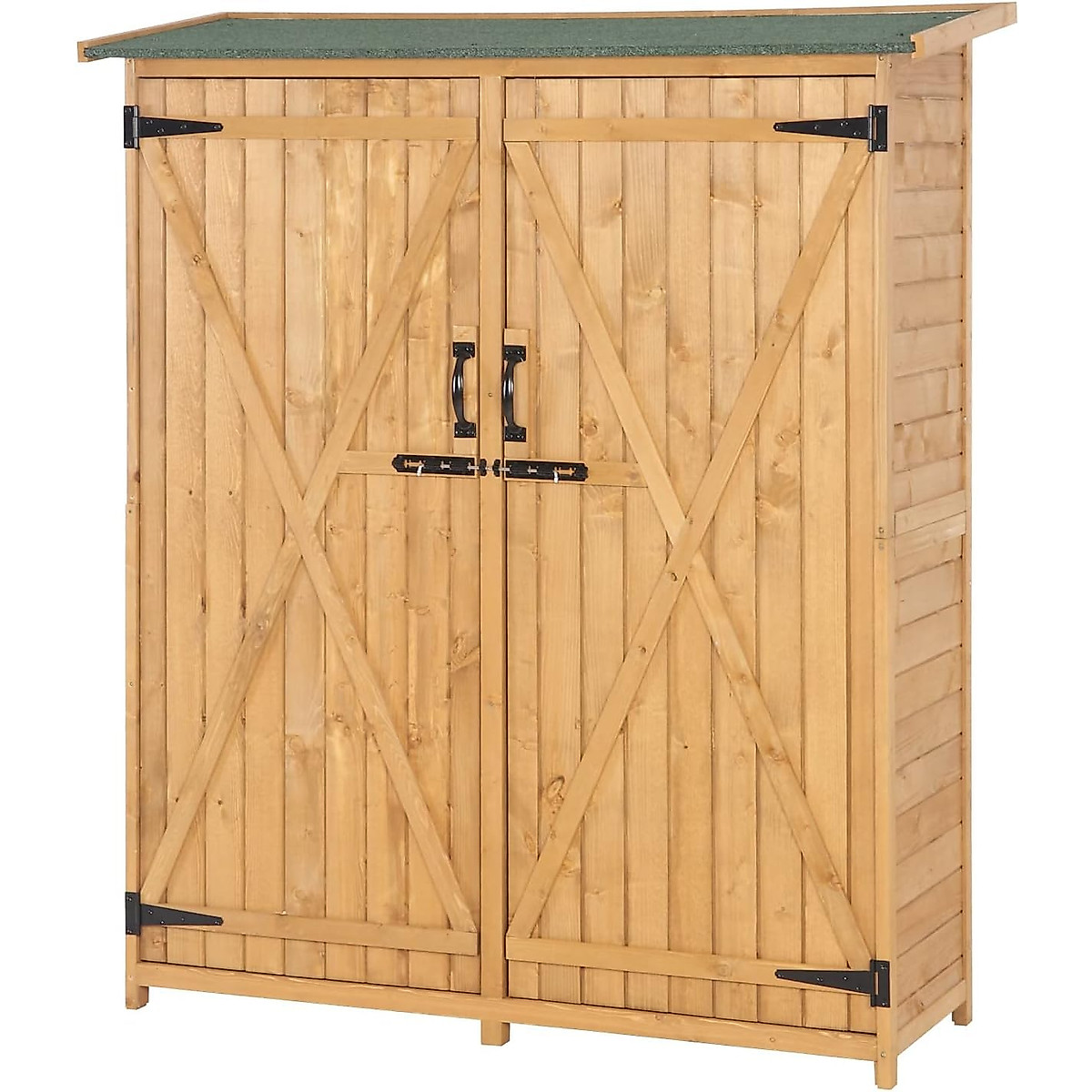 VINGLI Outdoor Wood Storage Shed with Lockable Design, Extra Large Capacity Outside Cabinet Tool Shed with Shelves, Garden Sheds & Outdoor Storage Made with Waterproof roof for Garden, Yard, Lawn