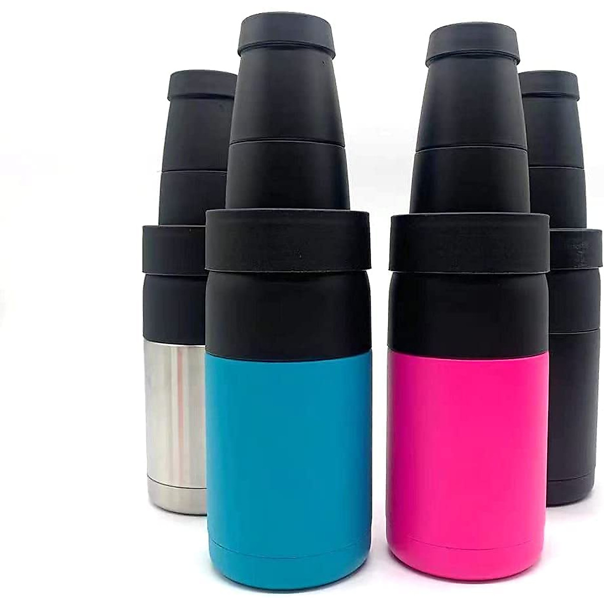 Stainless Steel Vacuum Insulated Double Walled Stainless Steel Cooler with Beer Opener 3 in 1 Beer Bottle and Can Cooler, 12 oz. Slim Can Insulator Holder (green)