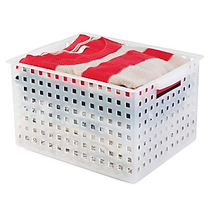 iDesign Modulon X/6 BPA-Free Recycled Plastic Large Stackable Basket, 11.2" x 14.3" x 8.1", Frost