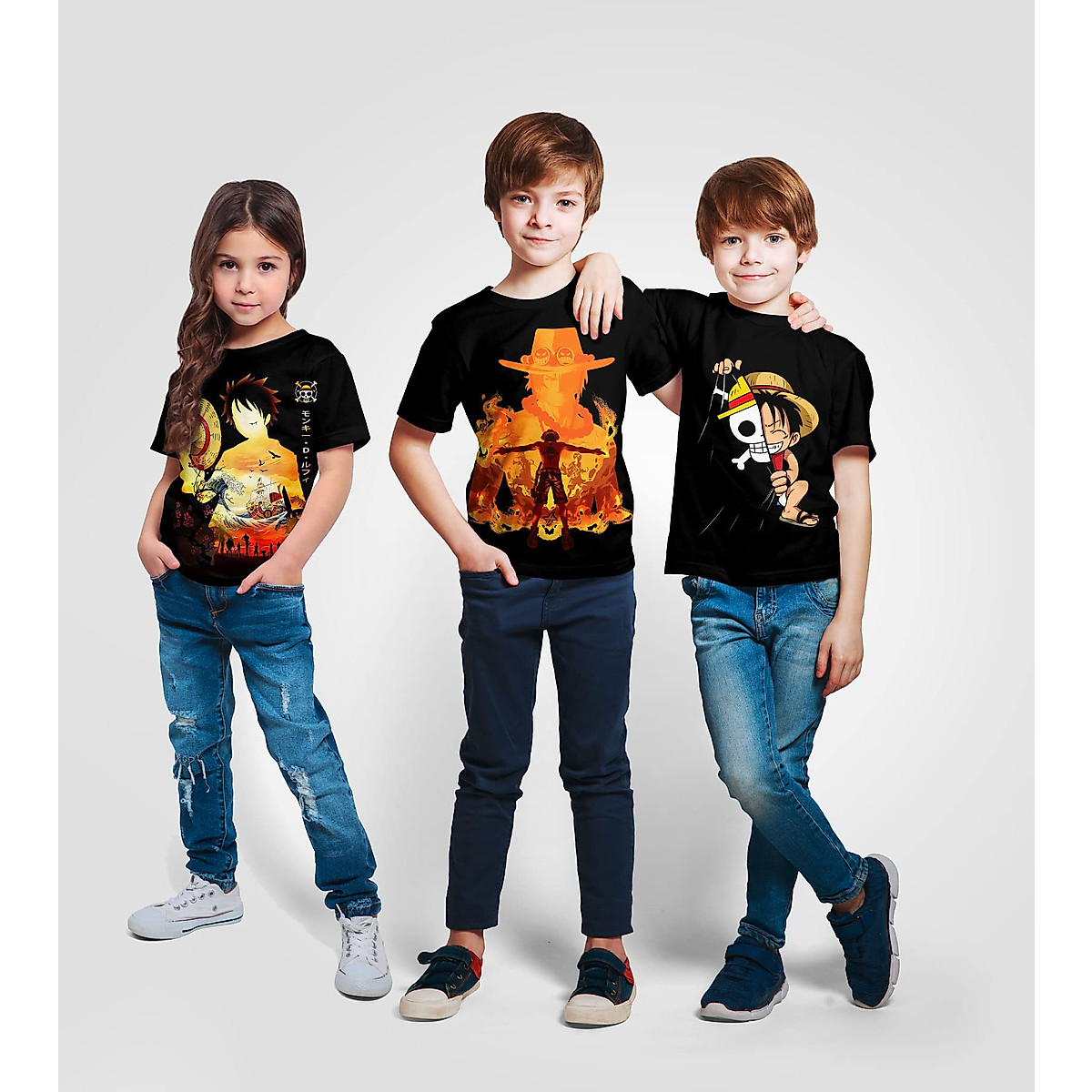 Anime T-Shirt Straw Hat Short Sleeve for Youth Men Women Kids Boys Girls 1M