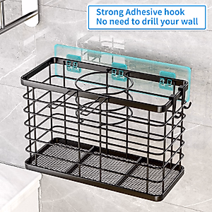 Ovicar Hair Dryer Holder - 3-in-1 Hair Tool Organizer Blow Dryer Holder Adjustable Height Wall Mounted/Cabinet Door Bathroom Organizer Storage for Hair Dryer, Flat Irons, Curling Wands, Straighteners