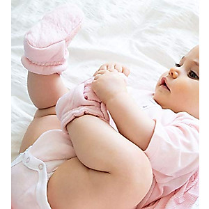 Burt's Bees Baby Baby Booties, Organic Cotton Adjustable Infant Shoes Slipper Sock, Eggshell White, 6-9 Months