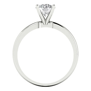 1 Ct Brilliant Round Cut Clear Simulated Diamond 14K White Gold Solitaire Engagement Promise Bridal Ring Size 10.25