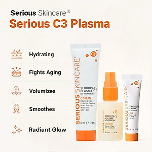 Serious Skincare Serious-C3 Plasma Vitamin C Day Trio - C Cream Daytime Moisturizer SPF 30 2 oz, Vitamin C Serum Skin Conditioner 1 oz. and C-Eye Treatment 0.5 oz.- For Smooth Radiant Skin