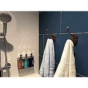 SDH Coat Hooks Wall Mounted - Decorative Towel Hooks - Aluminum Heavy Duty Wall Hooks for Hanging Coats, Purse & Clothes in Hallway, Closets, Bathroom - Pack of 2 Vintage Style Antique Brass Hooks