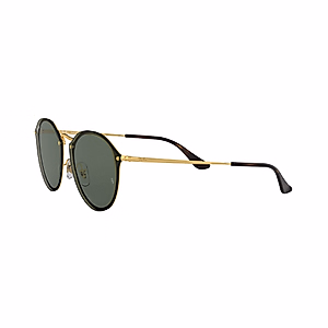 Ray-Ban RB3574N Blaze Round Sunglasses, Gold/Dark Green, 59 mm