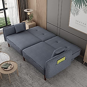 N NOORDENIYA Convertible Sleeper Sofa Bed Modern Loveseat Futon Sofa Couch Bed with Adjustable Backrest Loveseat Daybed Love Seat Lounge Sofa Sleeper Pillows Pockets Furniture for Living Room