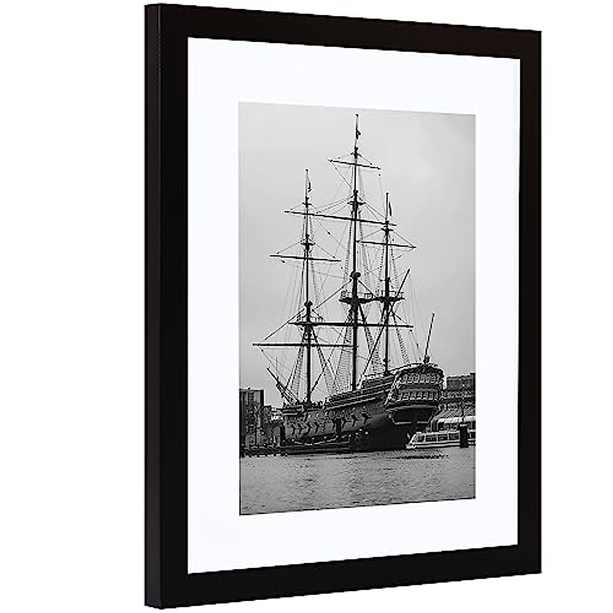 PEALSN 11x17 Picture Frame, Display Pictures 8 x 12 with Mat or 11 x 17 Without Mat for Wall Mounting Display, Photo Frames, Black