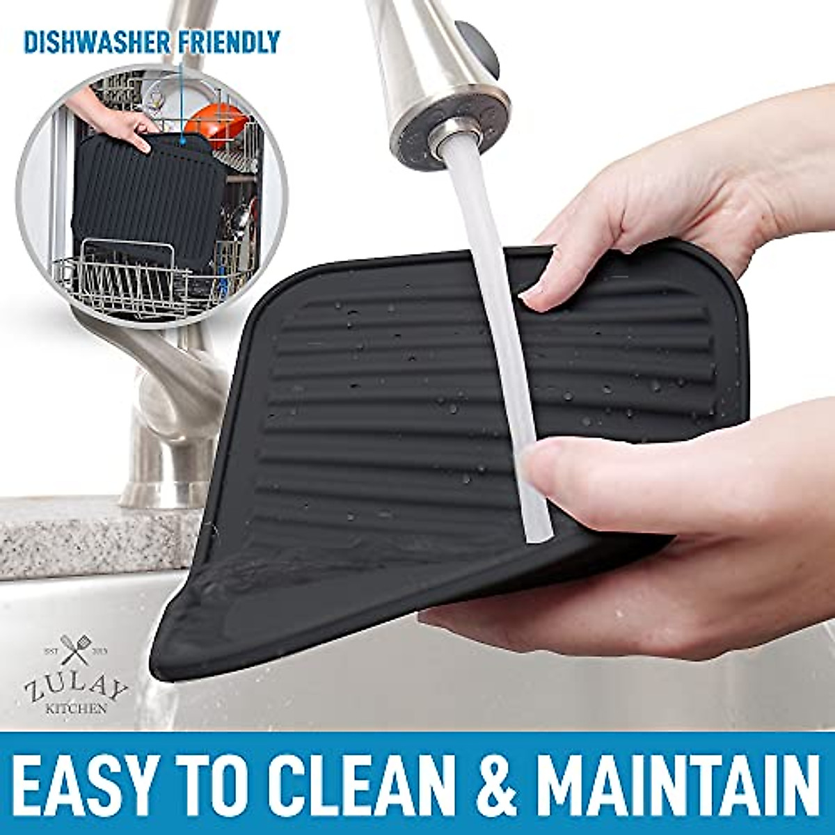 Zulay 2 Pack (9"x12") Silicone Trivets for Hot Pots and Pans - Multi-Purpose & Versatile Trivet Mat - Heat Resistant Silicone Trivet - Durable & Flexible Hot Pads for Kitchen Counter - Black