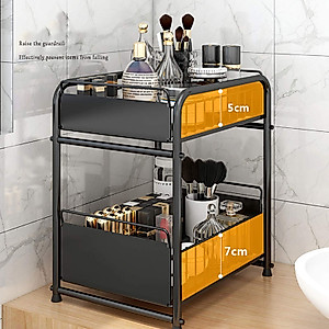 LEAYAN Under Sink Storage 2 Tier Pull Out Organizer,Under Sink Organizer,Sliding Cabinet Basket Organizer Drawer for Kitchen,Under Organizer for Countertop, White 36x28x40cm Under Sink Rack Shelf