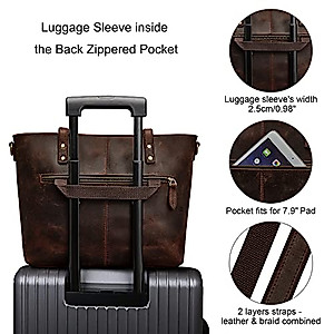 S-ZONE Women Genuine Leather Tote Bag Shoulder Handbag Vintage Crossbody Purse