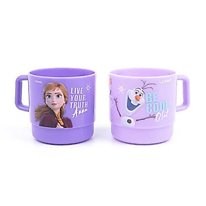 Lilfant Set of 2, Frozen Elsa Princess Mug, Plastic Cup with Handle, 250ml, Purple