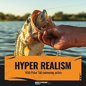 Savage Gear Pulse Tail Bluegill RTF Fishing Bait, 1 oz, Vivid Gill, Realistic Contours, Colors and Movement, Durable Construction, Heavy-Duty Fishing Hook, Built-in Rattle